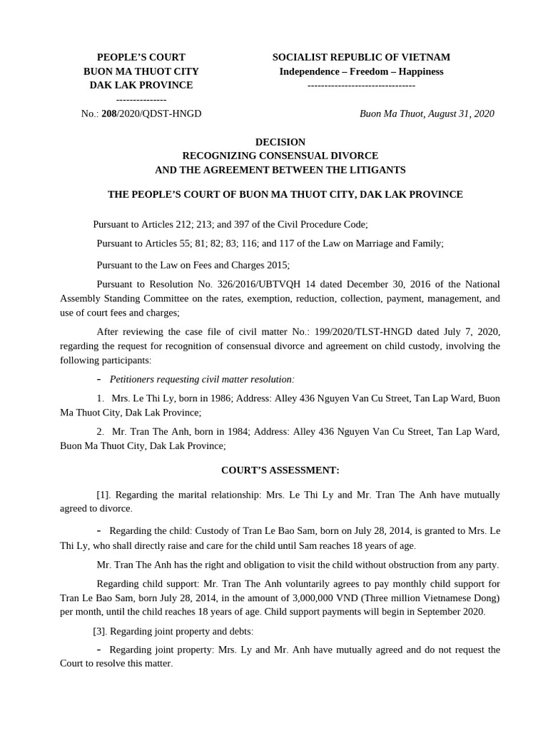 Benjamin 1 Divorce - Document | PDF | Child Support | Divorce
