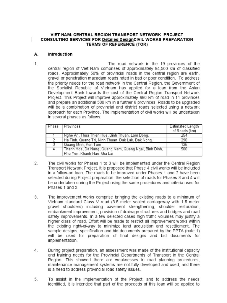 Sample TOR Detailed Design -Civil Works Preparation Services ...