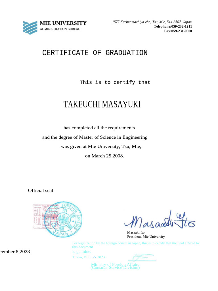 University Degree - Takeuchi San | PDF | Diplomacy