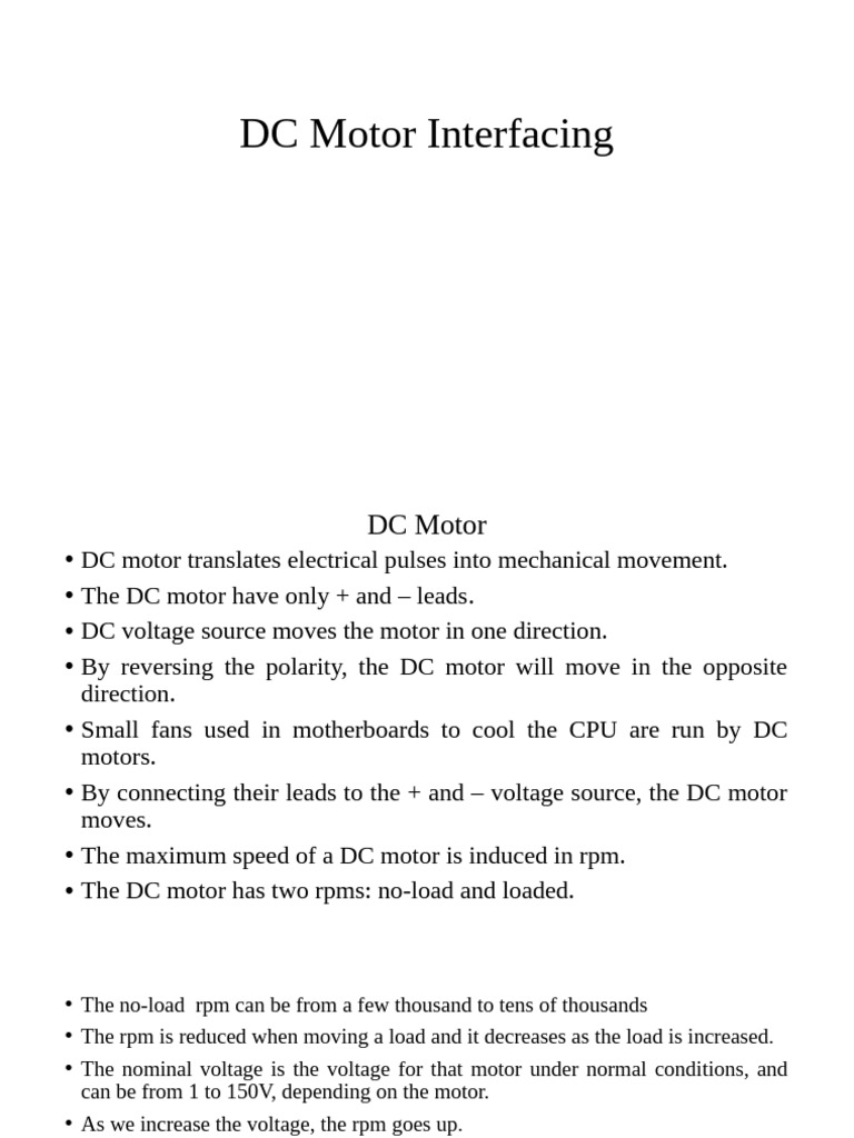 DC Motor Control and Interfacing Guide | PDF | Electrical Engineering ...
