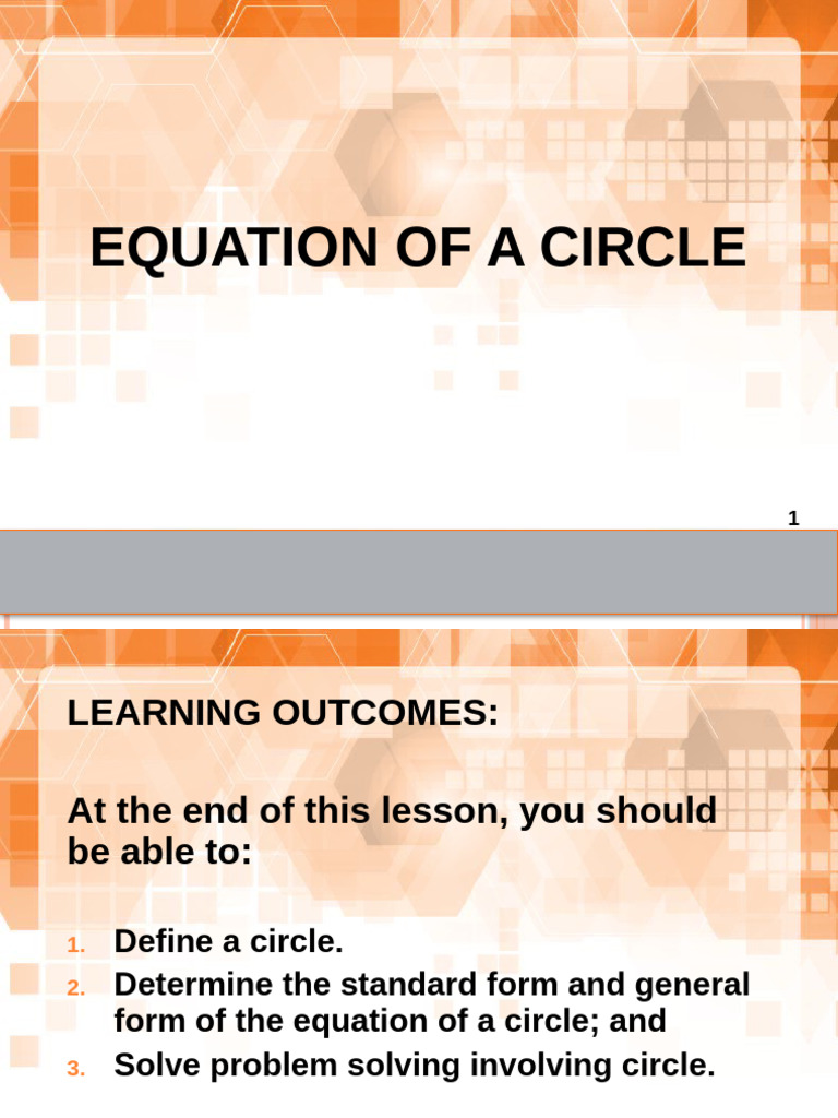 Equation of A Circle | PDF | Circle | Equations