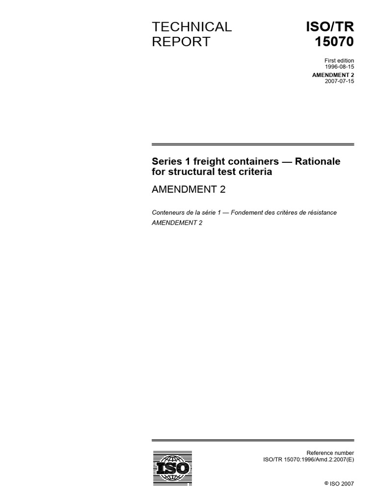 ISO TR 15070-1996 Amd2-2007 | PDF | International Organization For ...