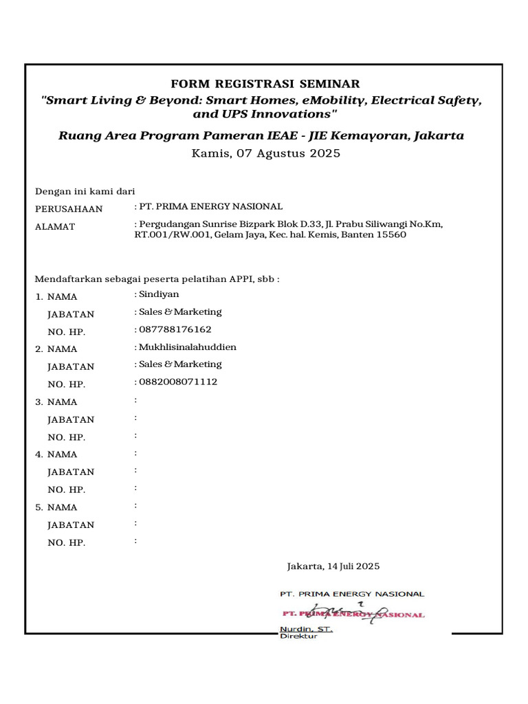Form Registrasi | PDF