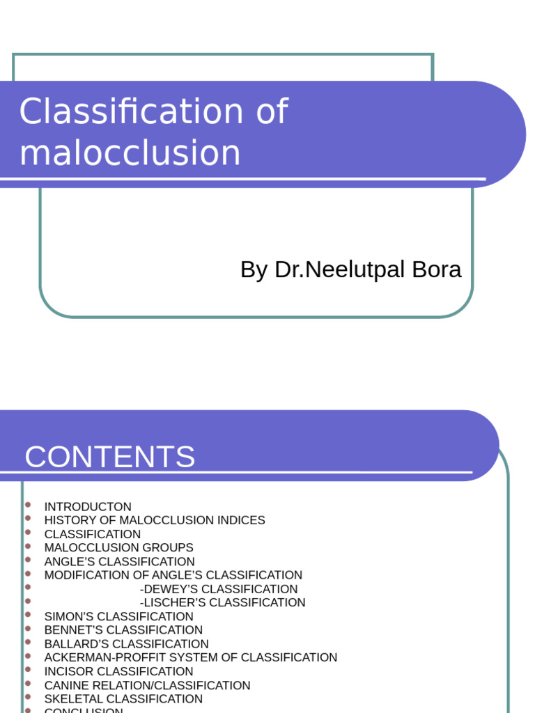 Classification of Malocclusion | PDF | Primate Anatomy | Dentistry