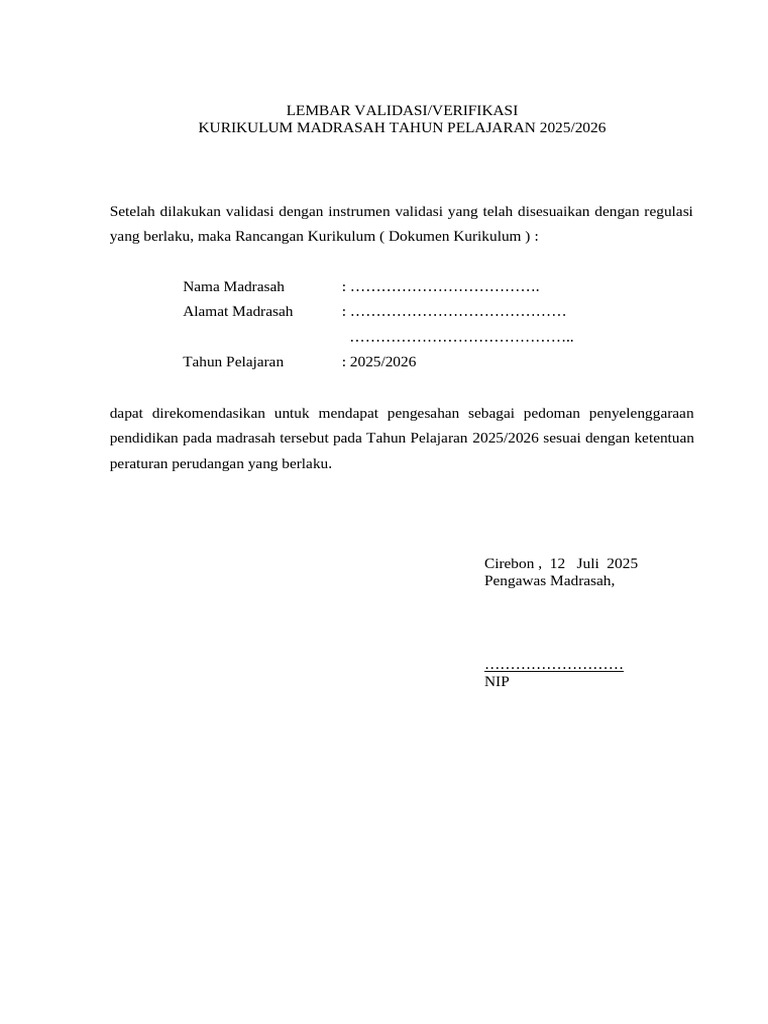 Validasi Dan Rekomendasi Kurikulum TA 2025 New | PDF