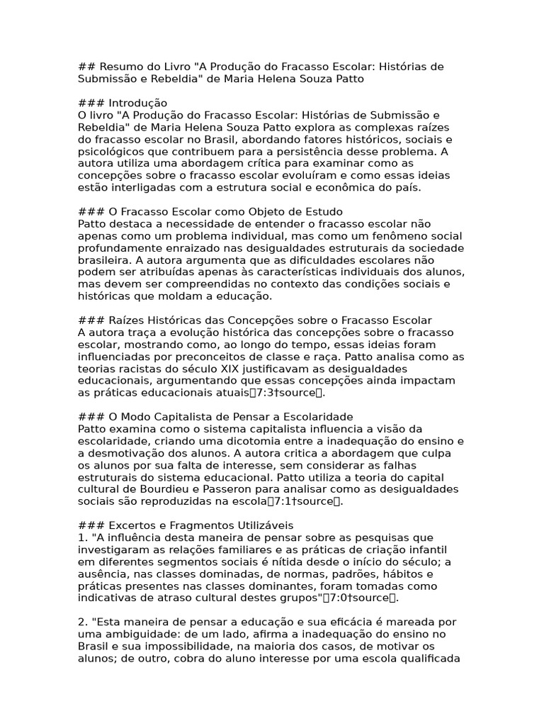 Fracasso Escolar no Brasil: Análise Crítica | PDF | Psicologia | Sociologia