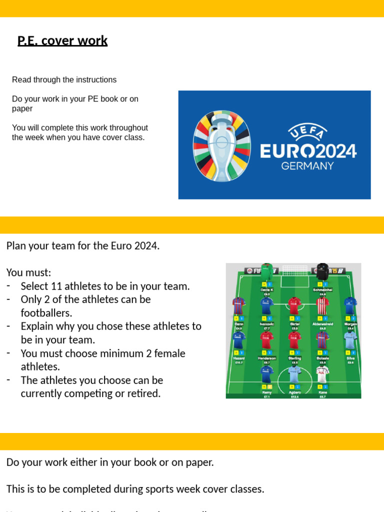 PE Cover Work Sports Week | PDF