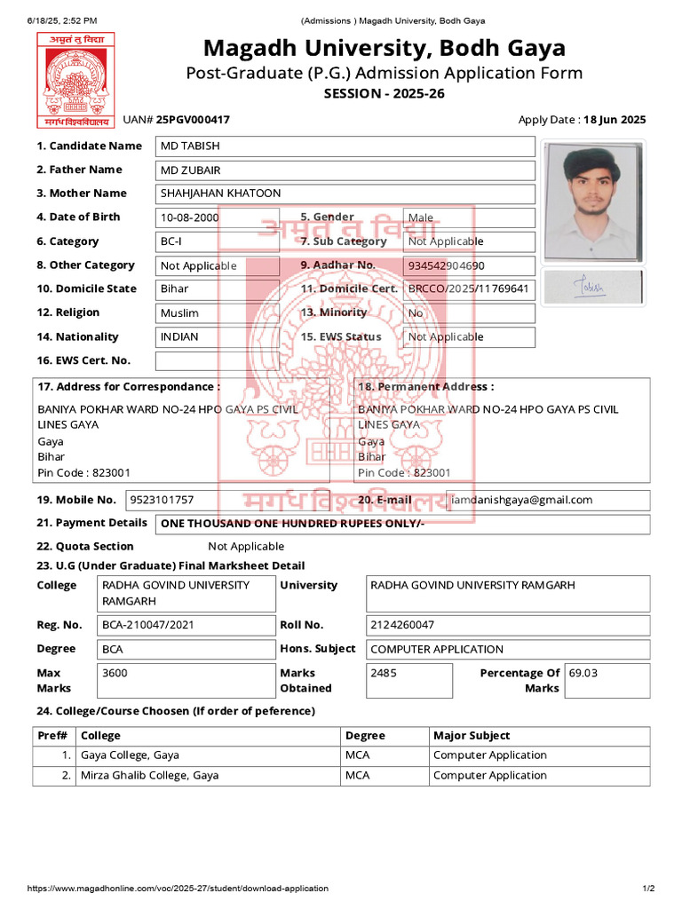 Tabish Mca Application Submission | PDF | Justice | Crime & Violence