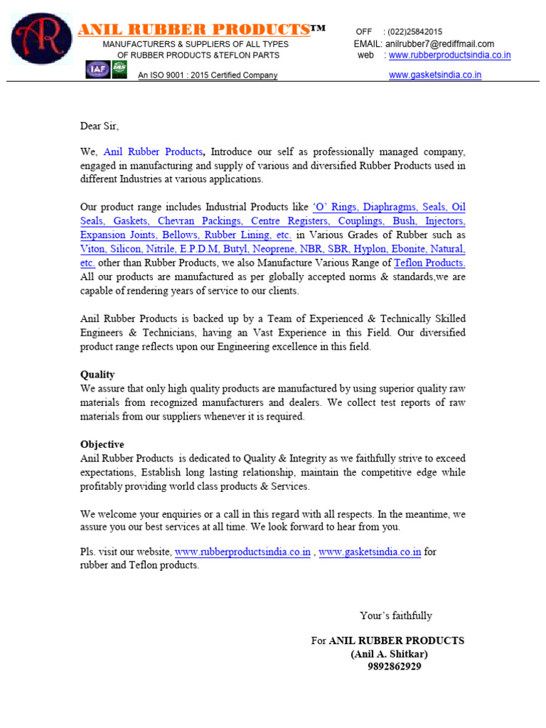 Introduction Letter | PDF