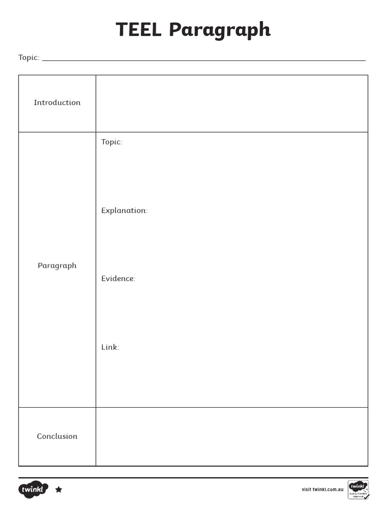 TEEL Paragraph Whole Text Organiser Differentiated Activity Sheets | PDF