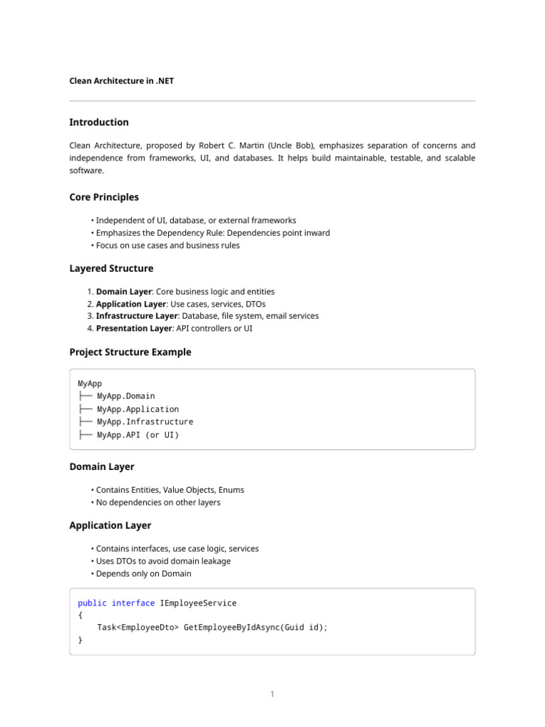 Clean Architecture in Dot Net | PDF | Databases | Software Architecture