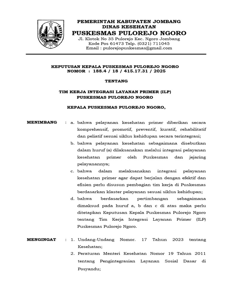 SK Tim Kerja Ilp | PDF