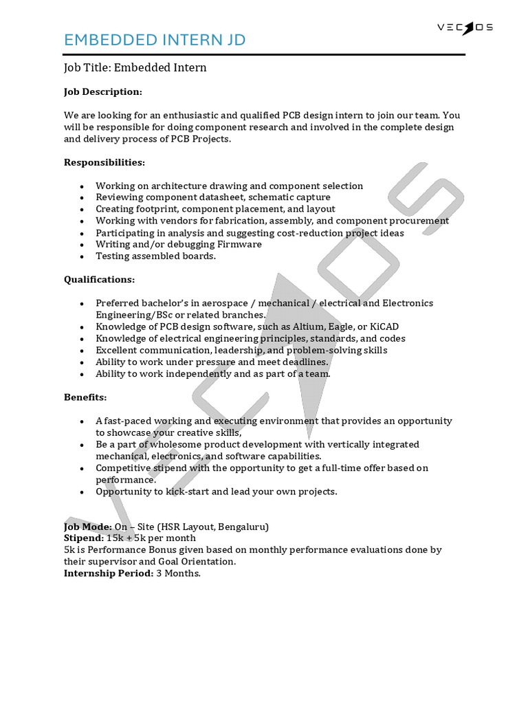 Embedded Intern JD | PDF