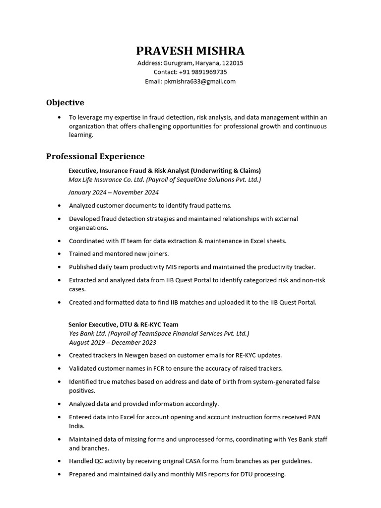 Pravesh CV Recently Updated | PDF | Data | Communication