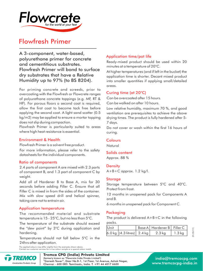 Flowfresh Primer Technical Overview | PDF | Concrete | Materials