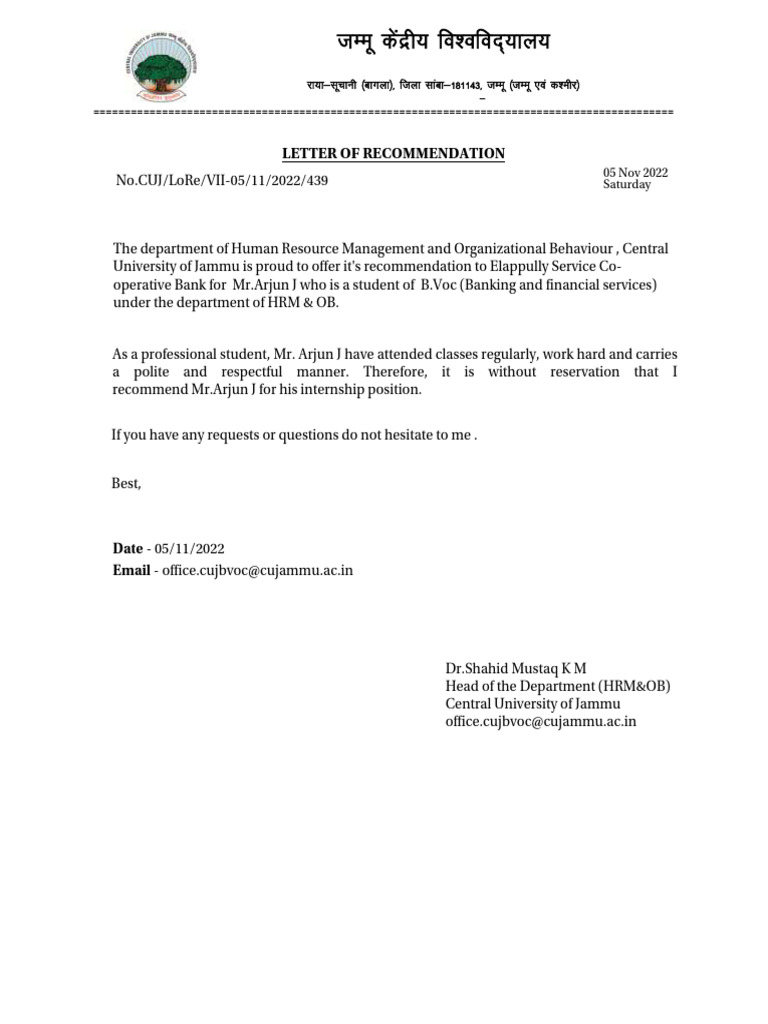 Letter of Recommendation Final | PDF