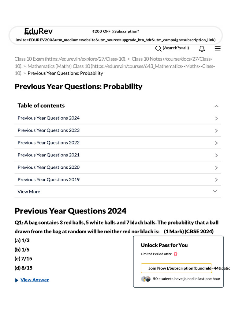 Probability Pyq | PDF