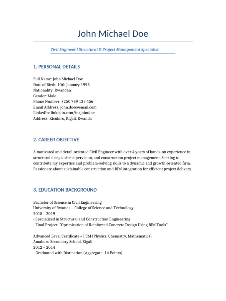 Professional CV John Doe | PDF