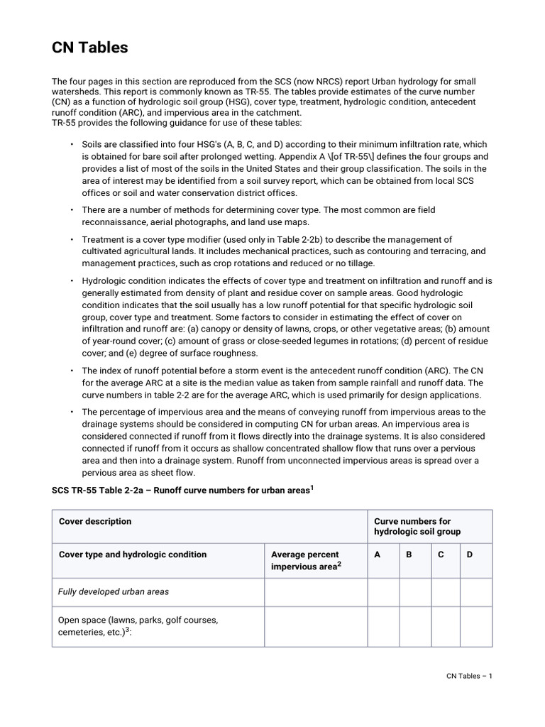 CN Tables-V18-20250415 - 190038 | PDF | Surface Runoff | Soil