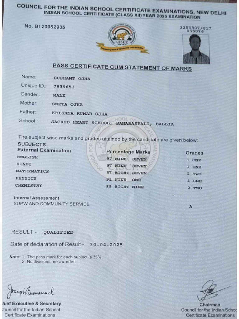 Secondary Board Certificate | PDF