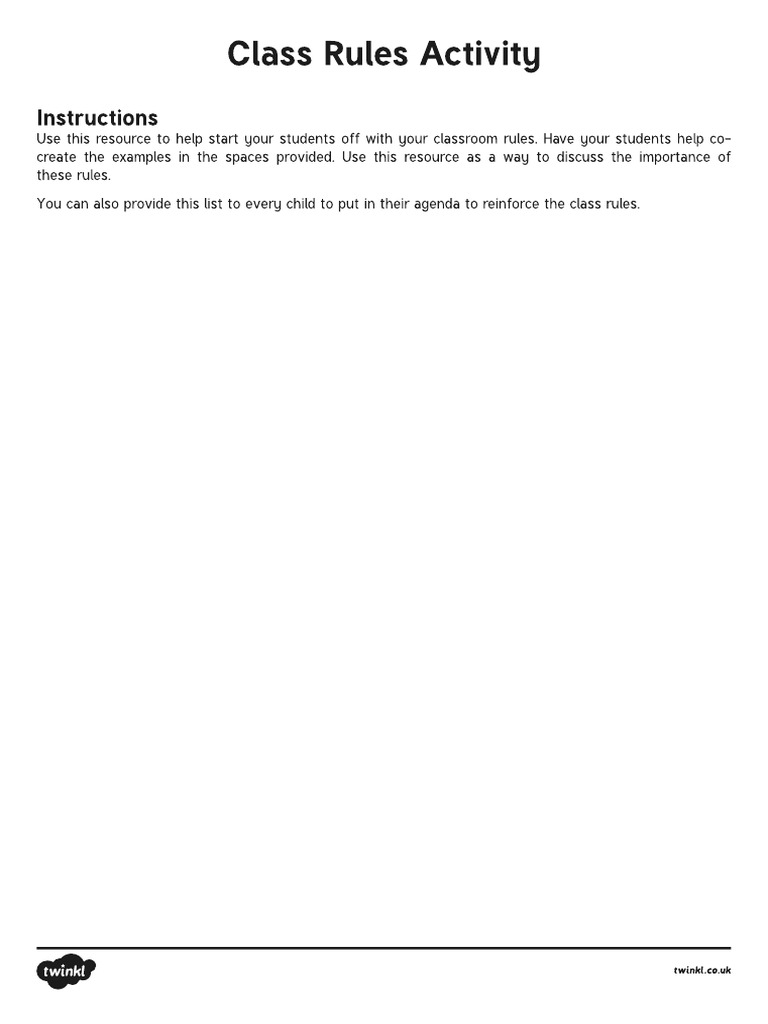 Class Rules Activity Sheet | PDF