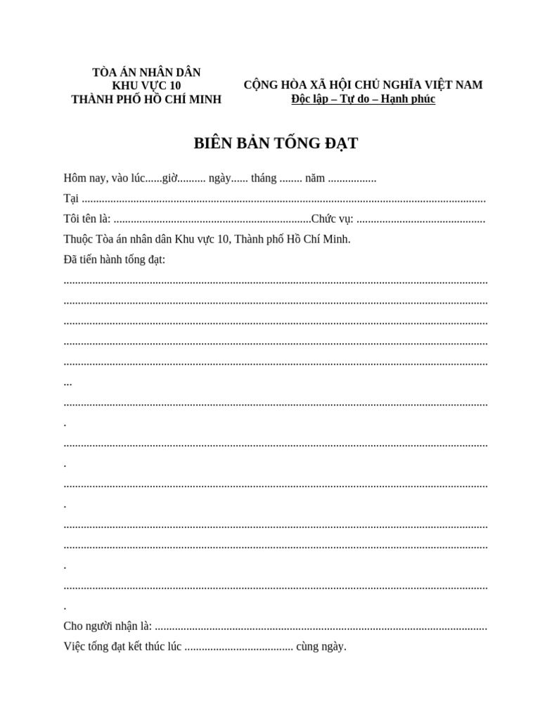 Bien Ban Tong Dat | PDF