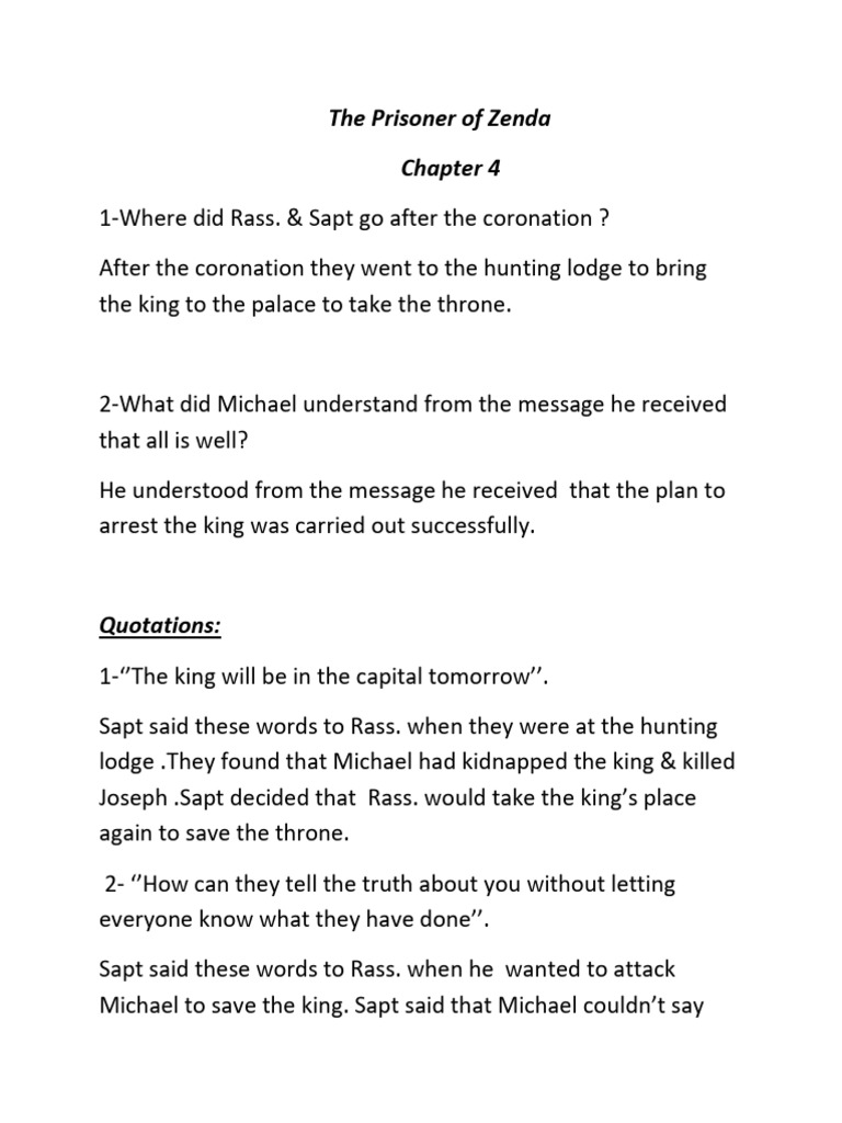 Prisoner of Zenda Ch. 4,5 | PDF