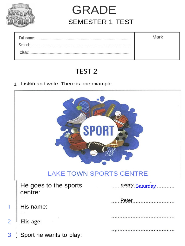 Grade 1 Semester 1 Test Guide | PDF