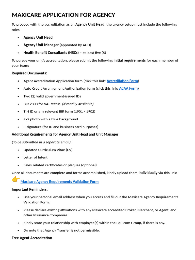 Maxicare Application For Agency | PDF