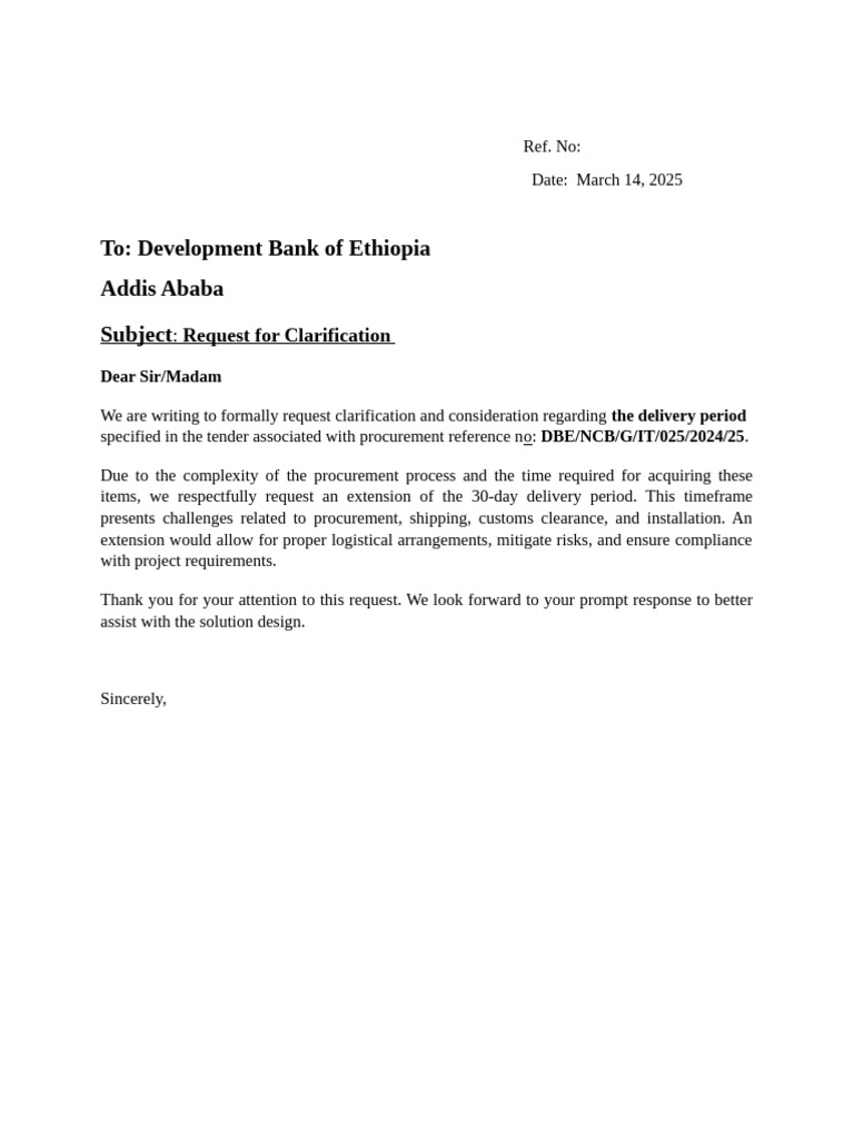 Request For Clarification On Delivery | PDF