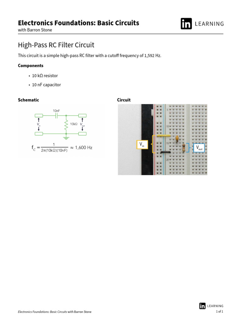 08 - 07 - High Pass RC Filter Circuit | PDF