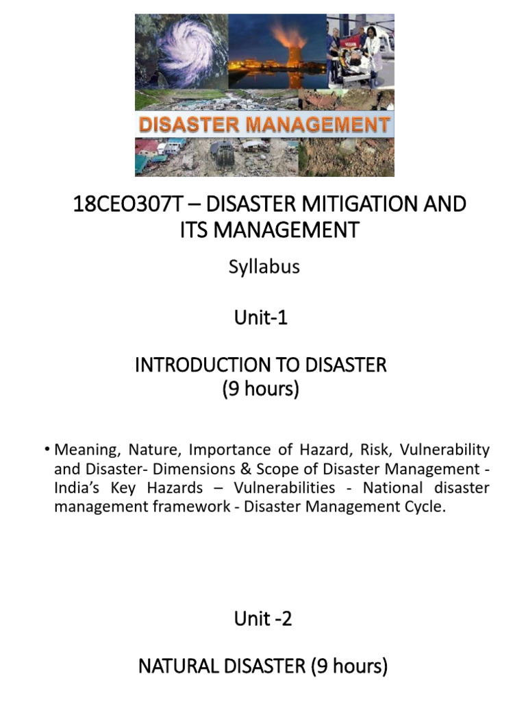 Disaster Mitigation and Management Overview | PDF | Natural Disasters ...