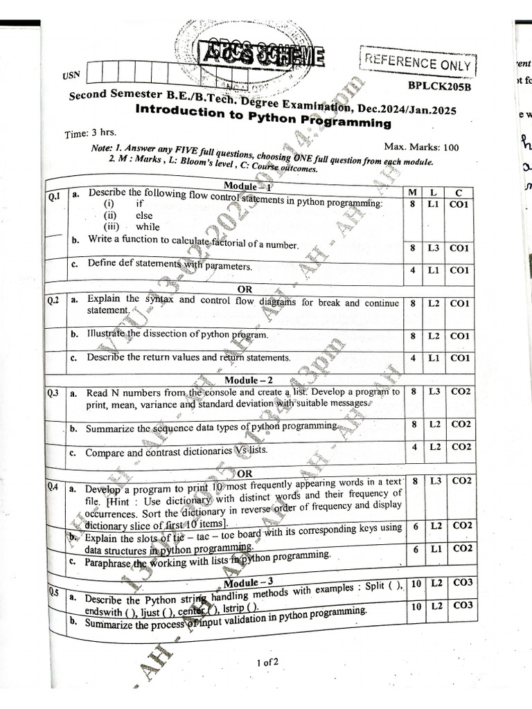 Python Previous Year Papers Pdf 1 Pdf