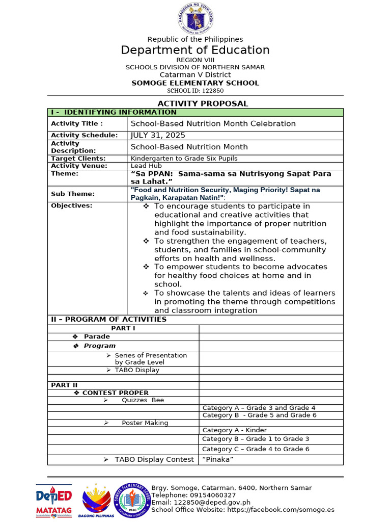 Activity Proposal Nutrition Month | PDF
