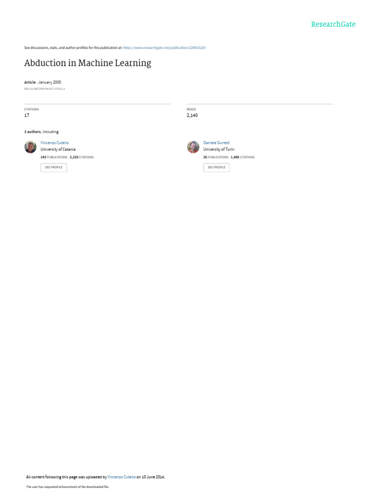 Abduction in Machine Learning | PDF | Inductive Reasoning | Theory