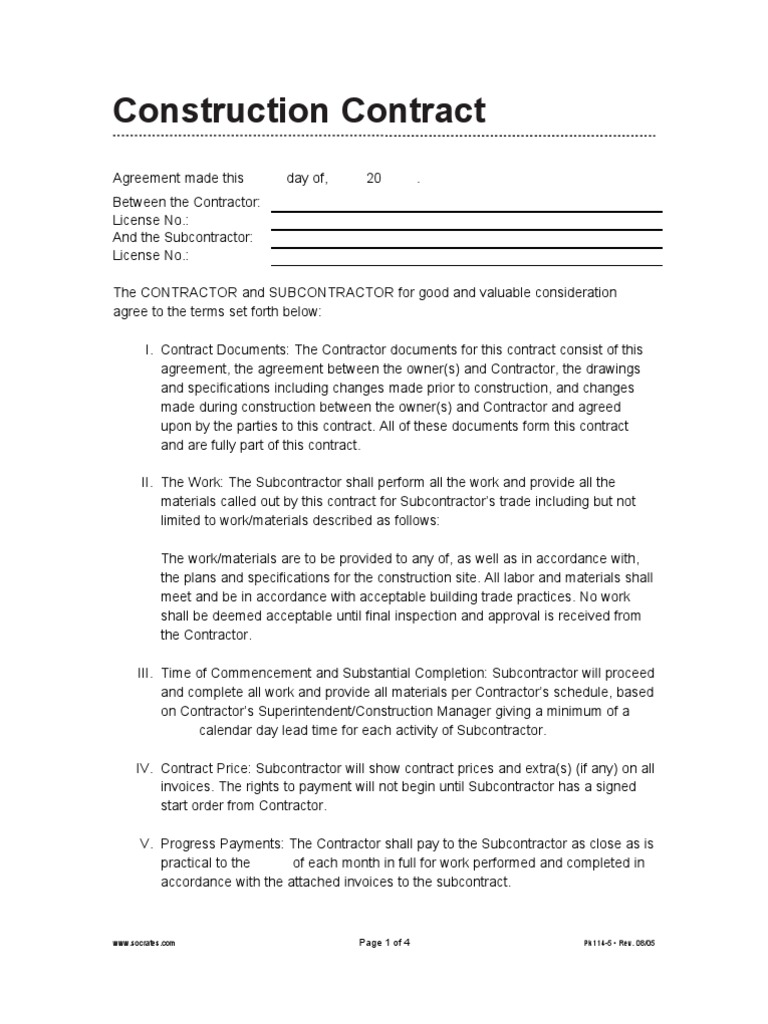 Construction Contract | PDF | General Contractor | Construction Management