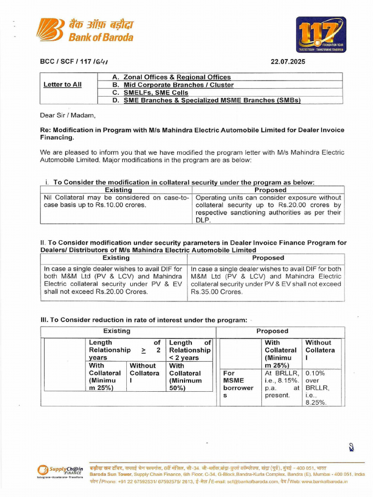 Modified Program Terms Anchor Mahindra Electric Automobile LTD | PDF