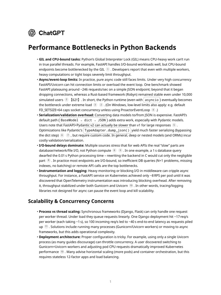 Performance Bottlenecks in Python Backends | PDF | Python (Programming Language) | Thread ...