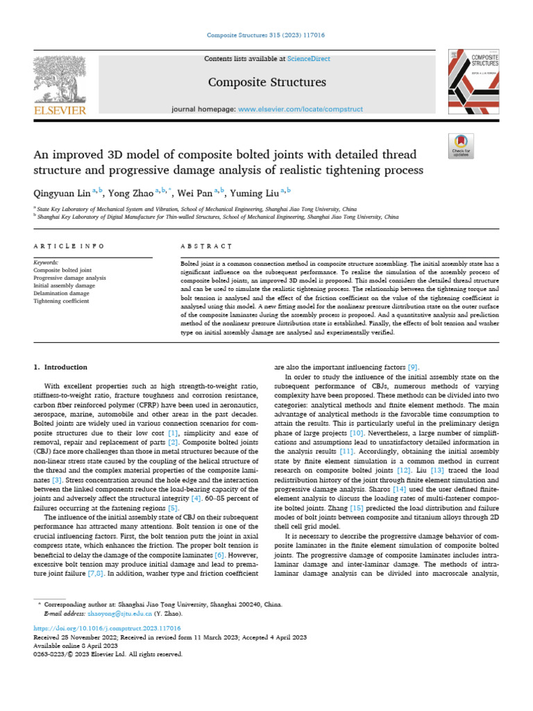 Advanced 3D Model for Composite Joints | PDF | Composite Material ...