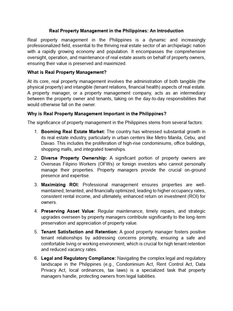Real Property Management in the Philippines | PDF | Condominium ...
