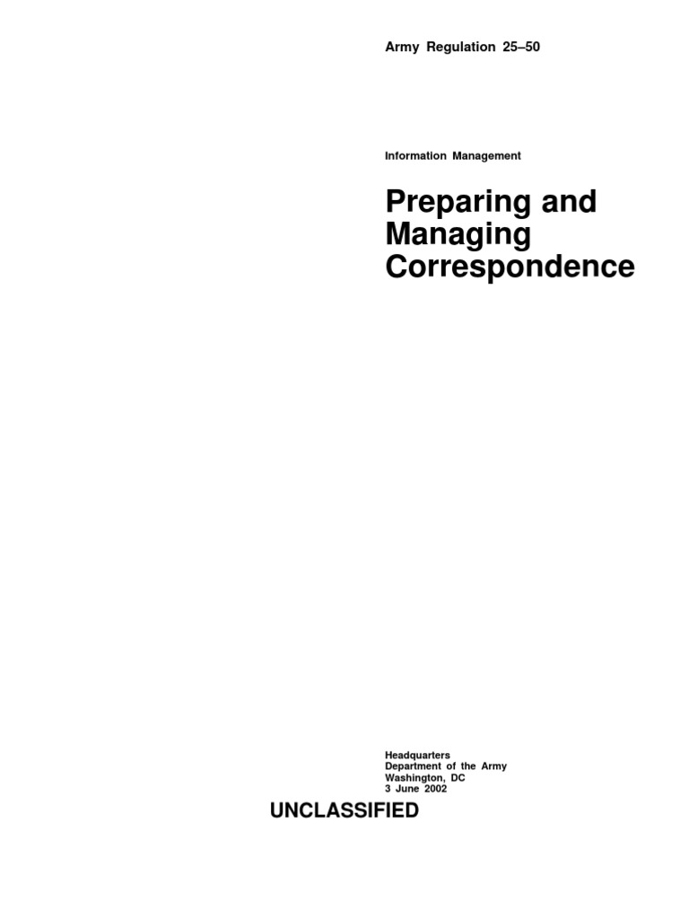 AR 25-50 Preparing and Managing Correspondence | PDF | Classified ...