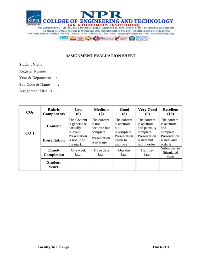13.assignment Evaluation Sheet | PDF