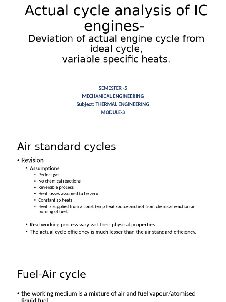 Actual Cycle Analysis of IC Engines | PDF | Internal Combustion Engine ...