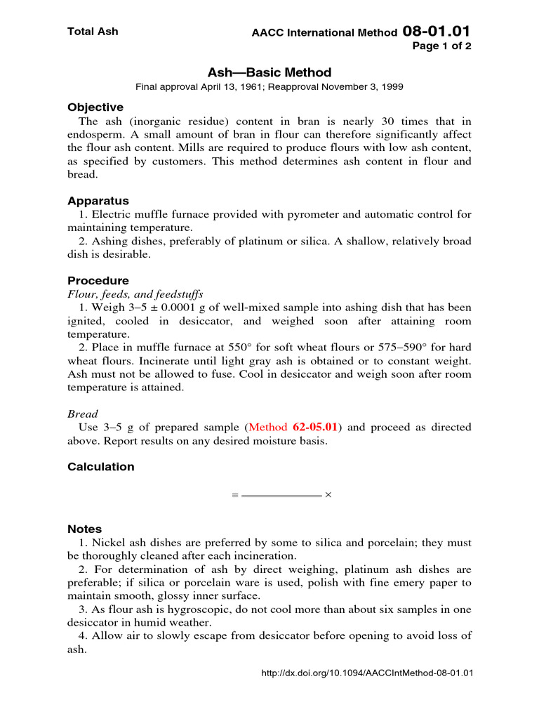 08 01Ash-Basic Method | PDF | Flour