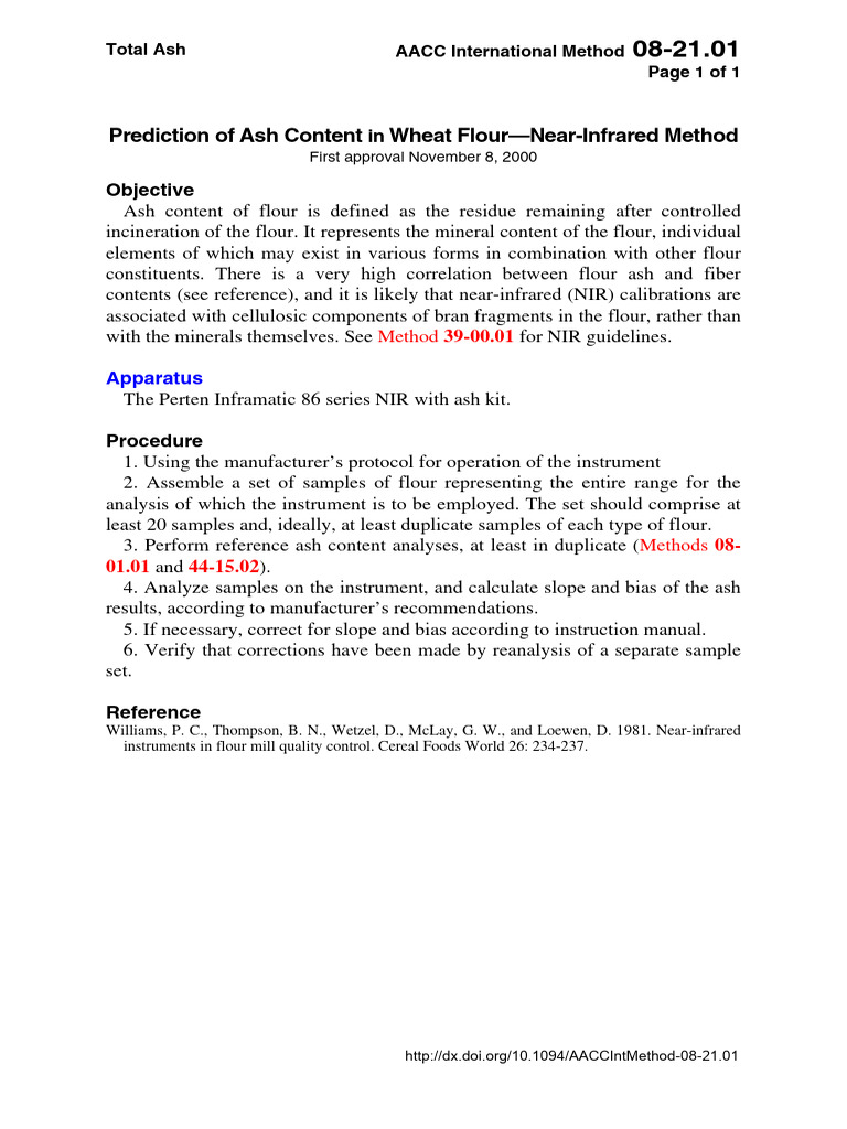 08-21prediction of Ash Content in Wheat Flour-Near-Infrared Method | PDF