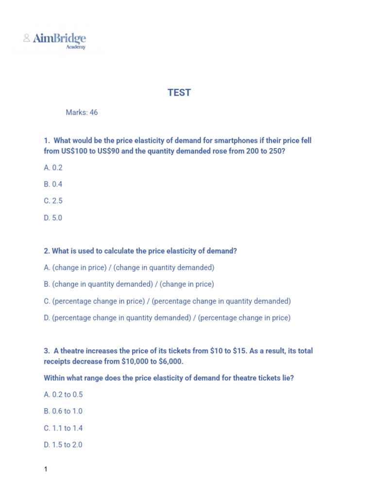 As Levels Ped, Pes, Yed Paper | PDF | Elasticity (Economics) | Demand