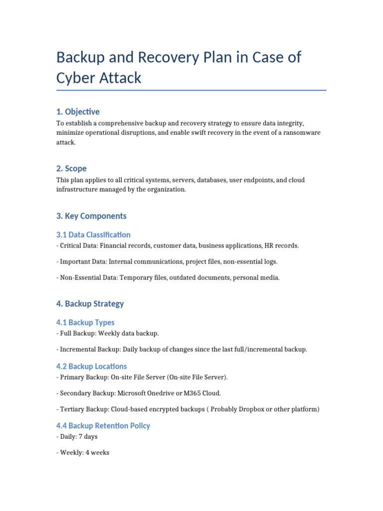 Backup and Recovery Plan Ransomware | PDF | Backup | Security