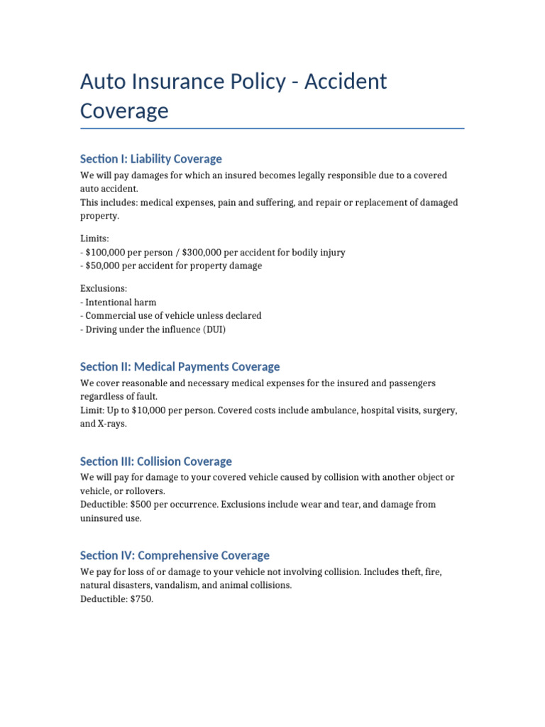 Auto Insurance Policy Overview | PDF