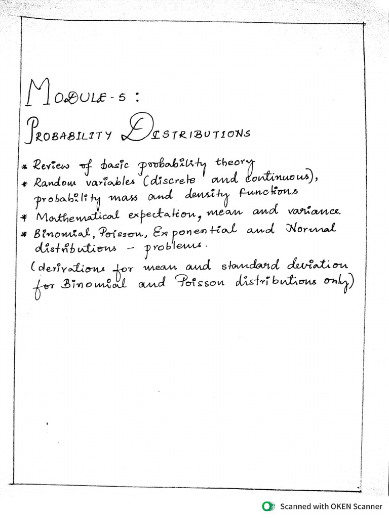 Module 5 Probability Distribution | PDF