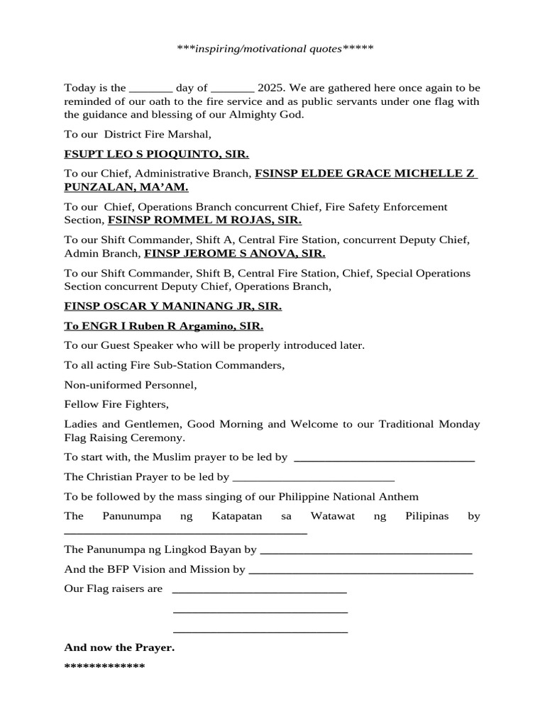 Monday Flag Raising Ceremony Script | PDF